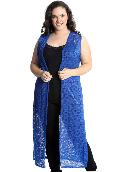 Long Lace Sleeveless Cardigan – Nouvelle Plus Size